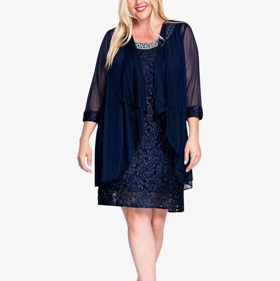 R & M Richards | Dresses | R M Richards Womens 4w Short Lace Navy ...